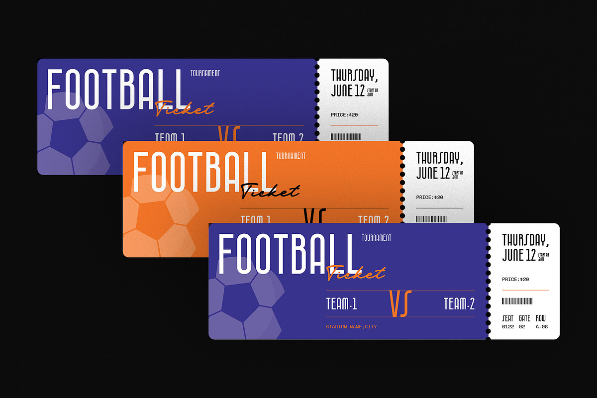 Football Match Ticket Template, a Stationery Template by DesignCrest