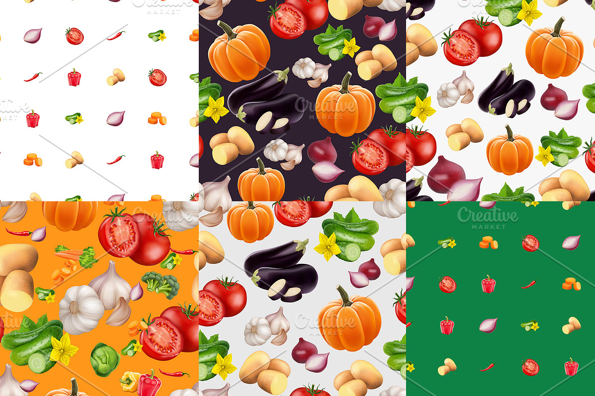 Big vegetables patterns set, a Pattern Graphic by Alena Stoyko design ...