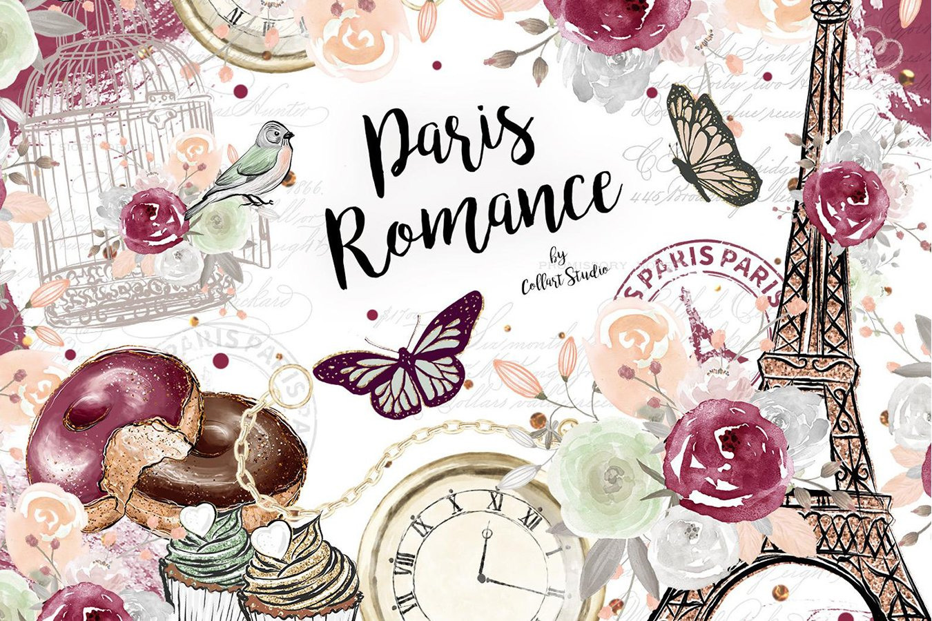 Paris clipart set, an Illustration by Collart Studio