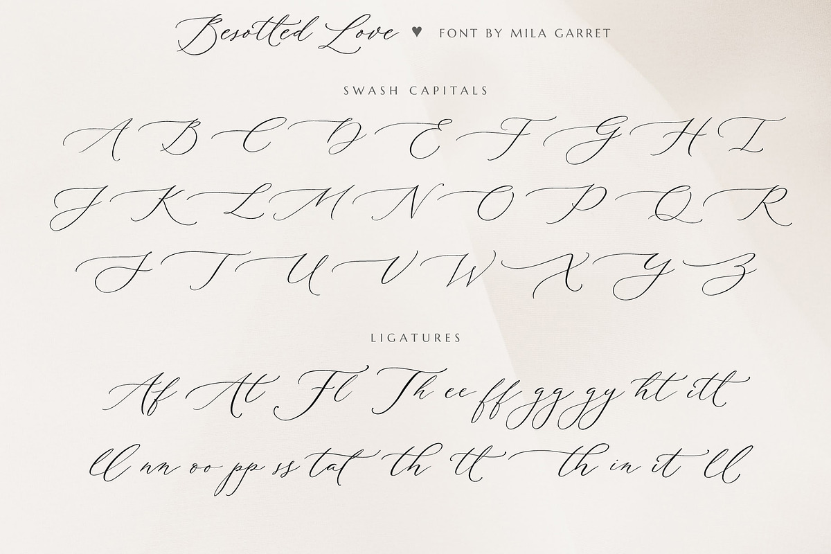 Besotted Wedding Calligraphy Font, a Script Font by Mila Garret