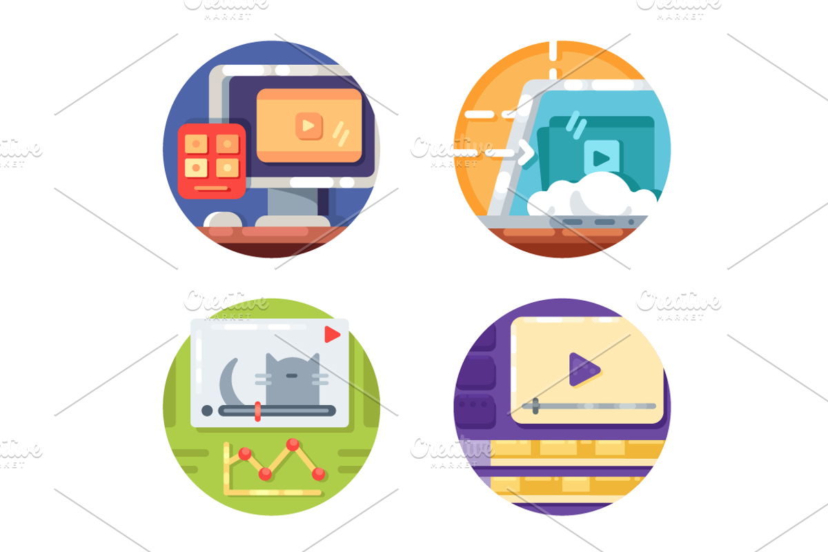 Video media icons, an Outline Icon by Kit8.net