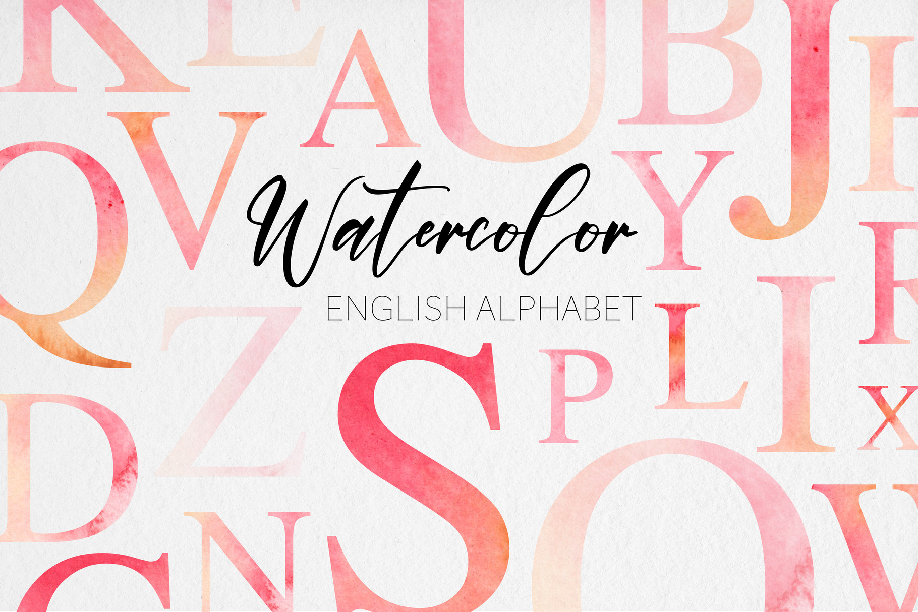 Watercolor Pink English Alphabet, an Object Graphic by MilanaDesignShop
