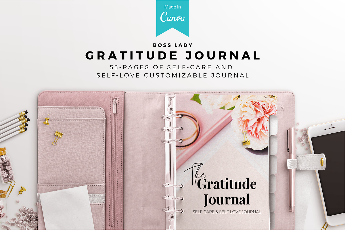 Gratitude Journal Planner Canva, a Templates & Theme by The Blog Creative