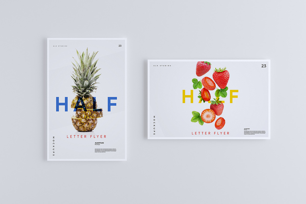 Half Letter Flyer Mockup, a Print Template by AlkStudio