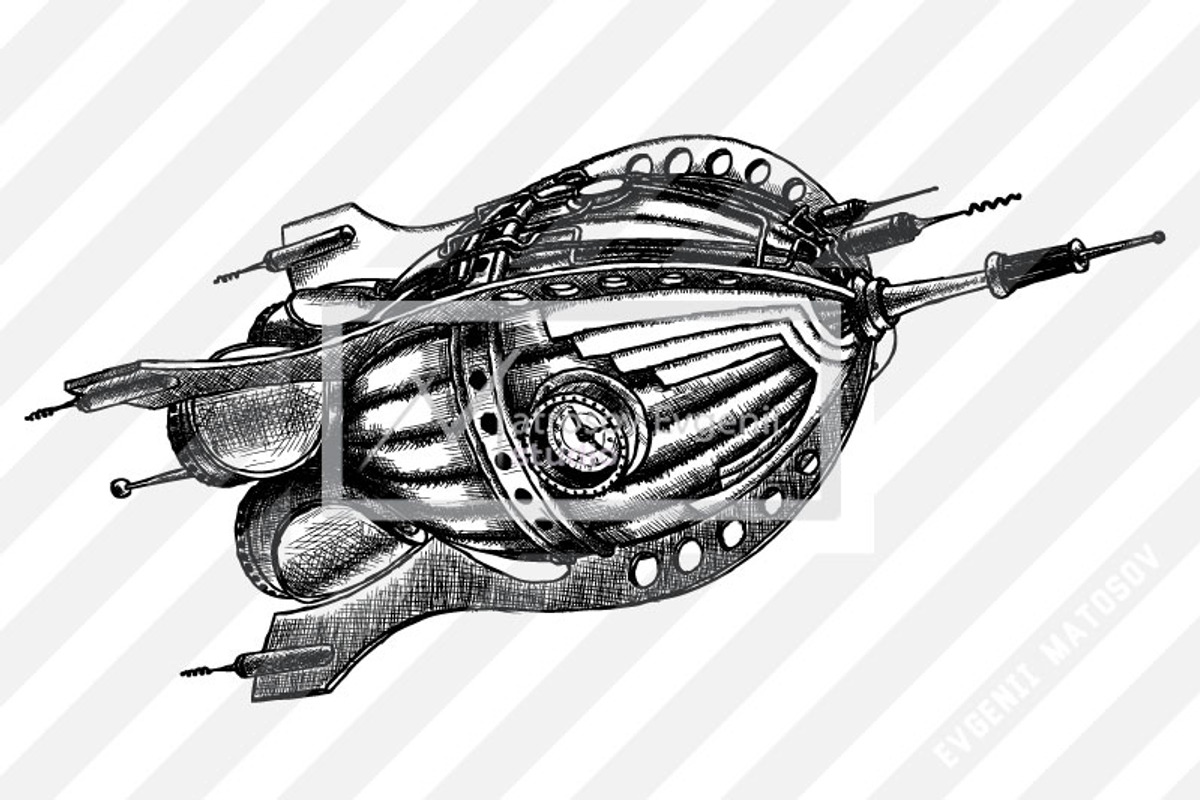 Steampunk rocket set, a Technology Illustration by Matrosovv