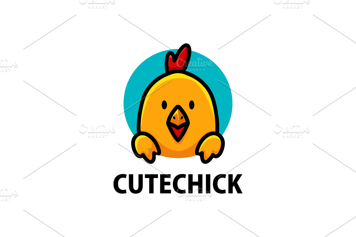 cute chick cartoon logo vector icon, a Branding & Logo Template by ...