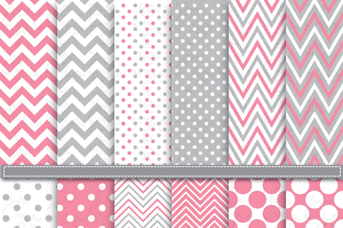 Pink and Grey Digital paper, an Illustration by YenzArtHaut
