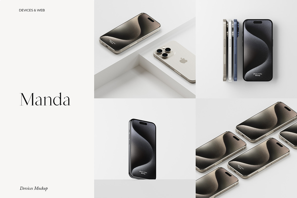 Manda - iPhone 15 Pro Mockup, an iPhone Mockup by Momogi