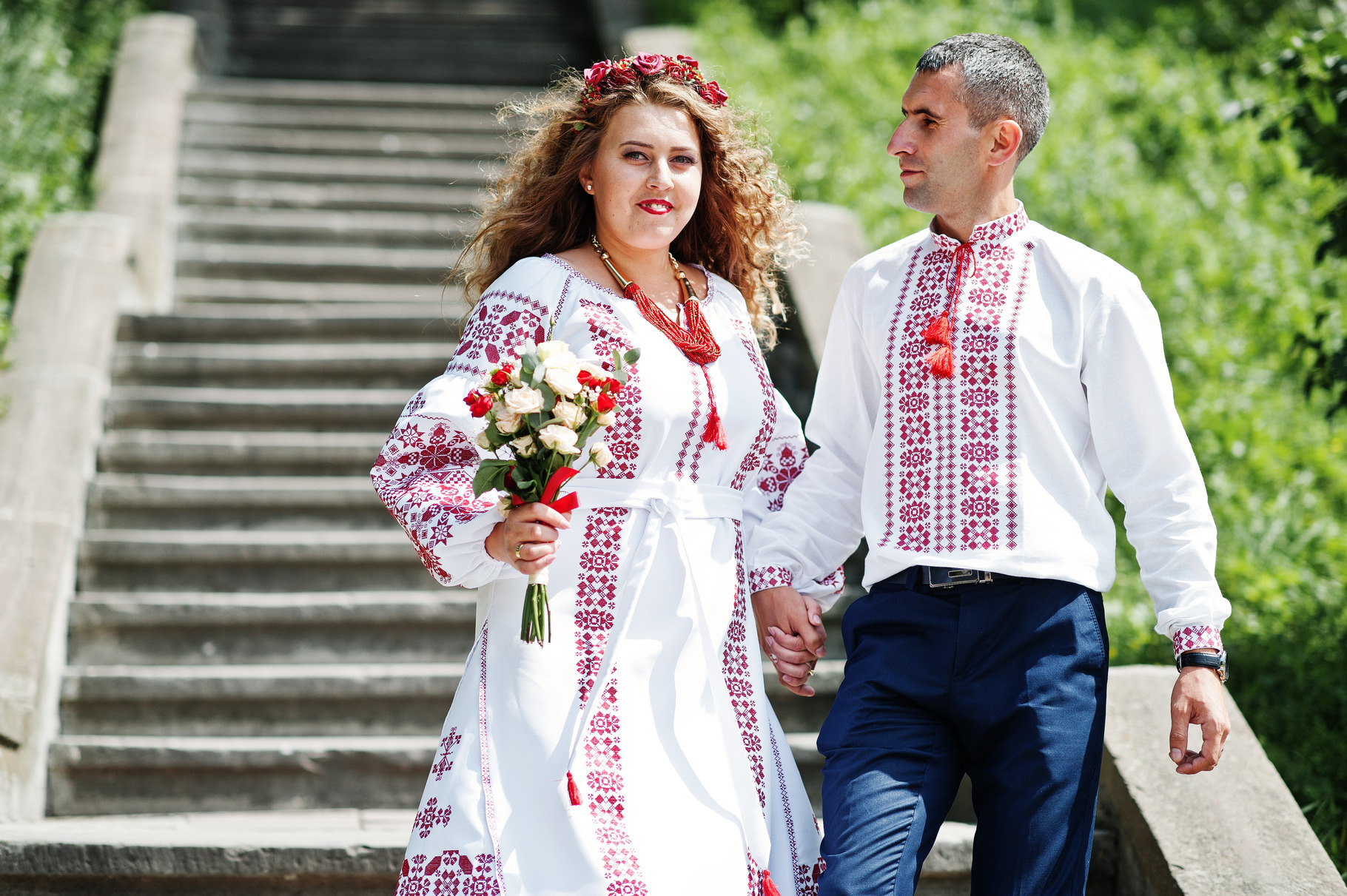 Lovely couple in ukrainian tradition featuring adult, beautiful, and ...