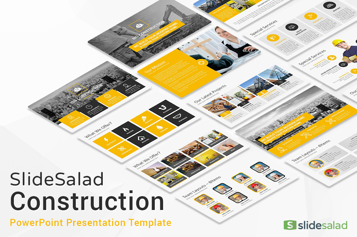 Construction PowerPoint Template, a Presentation Template by SlideSalad