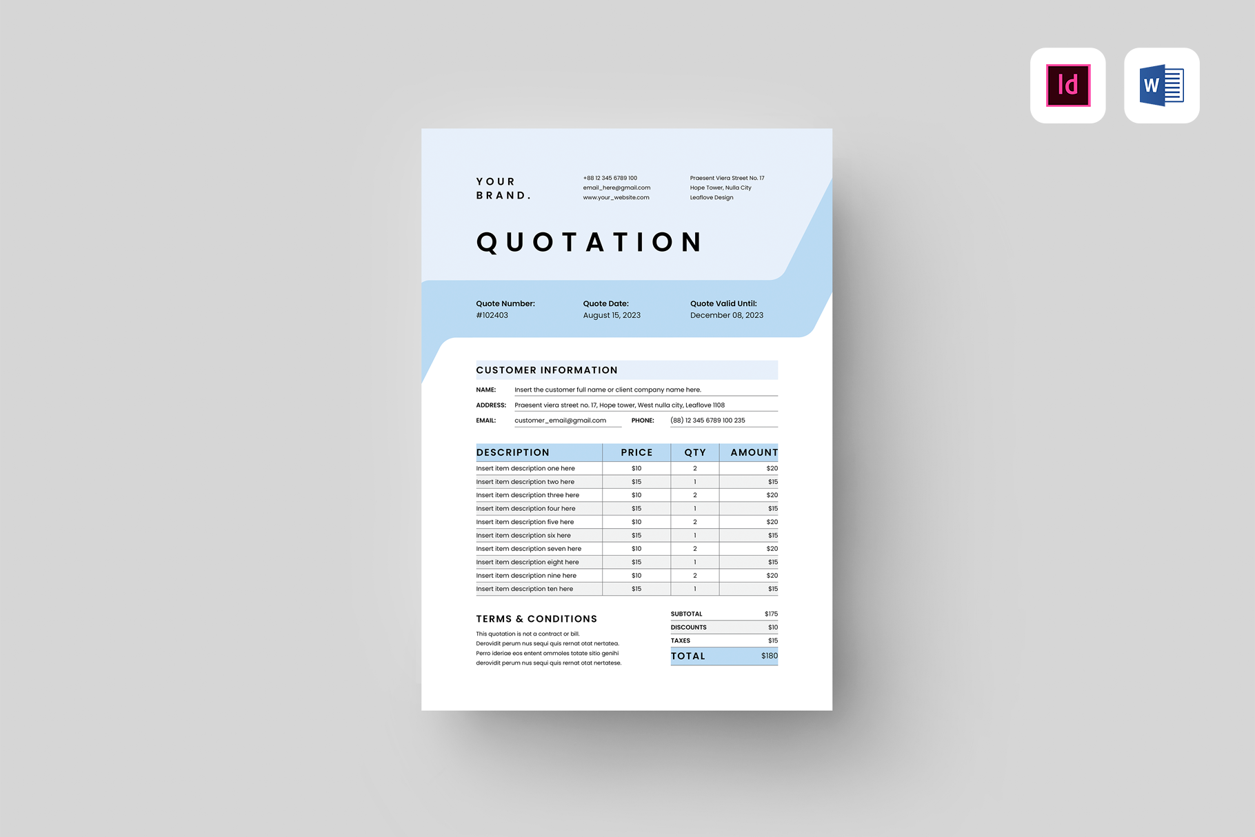Quotation | MS Word & Indesign, a Stationery Template by Leaflove ...