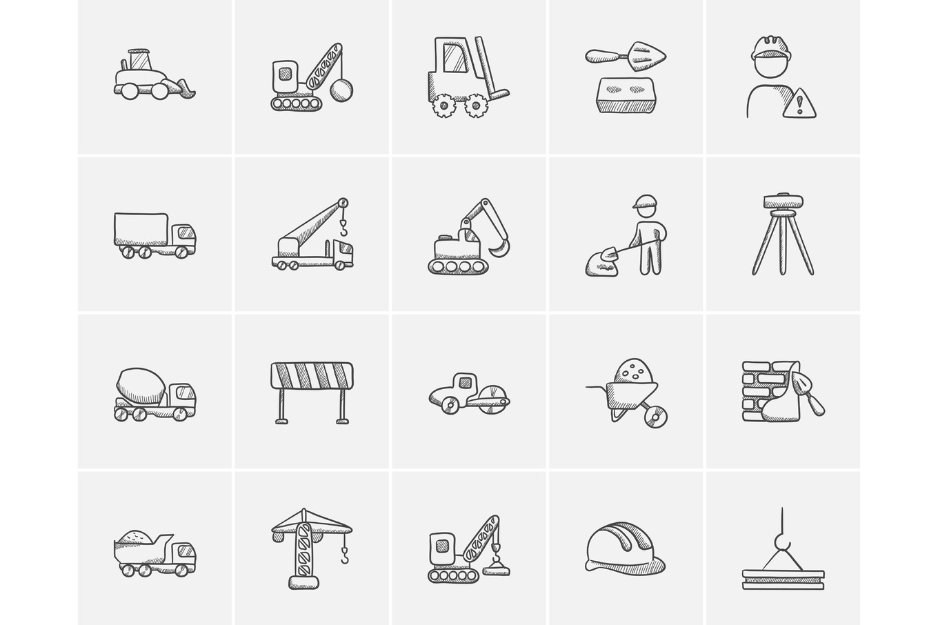Construction sketch icon set., a Transportation Illustration by Visual ...