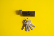 A door lock cylinder core with keys featuring safety, metal, and lock ...