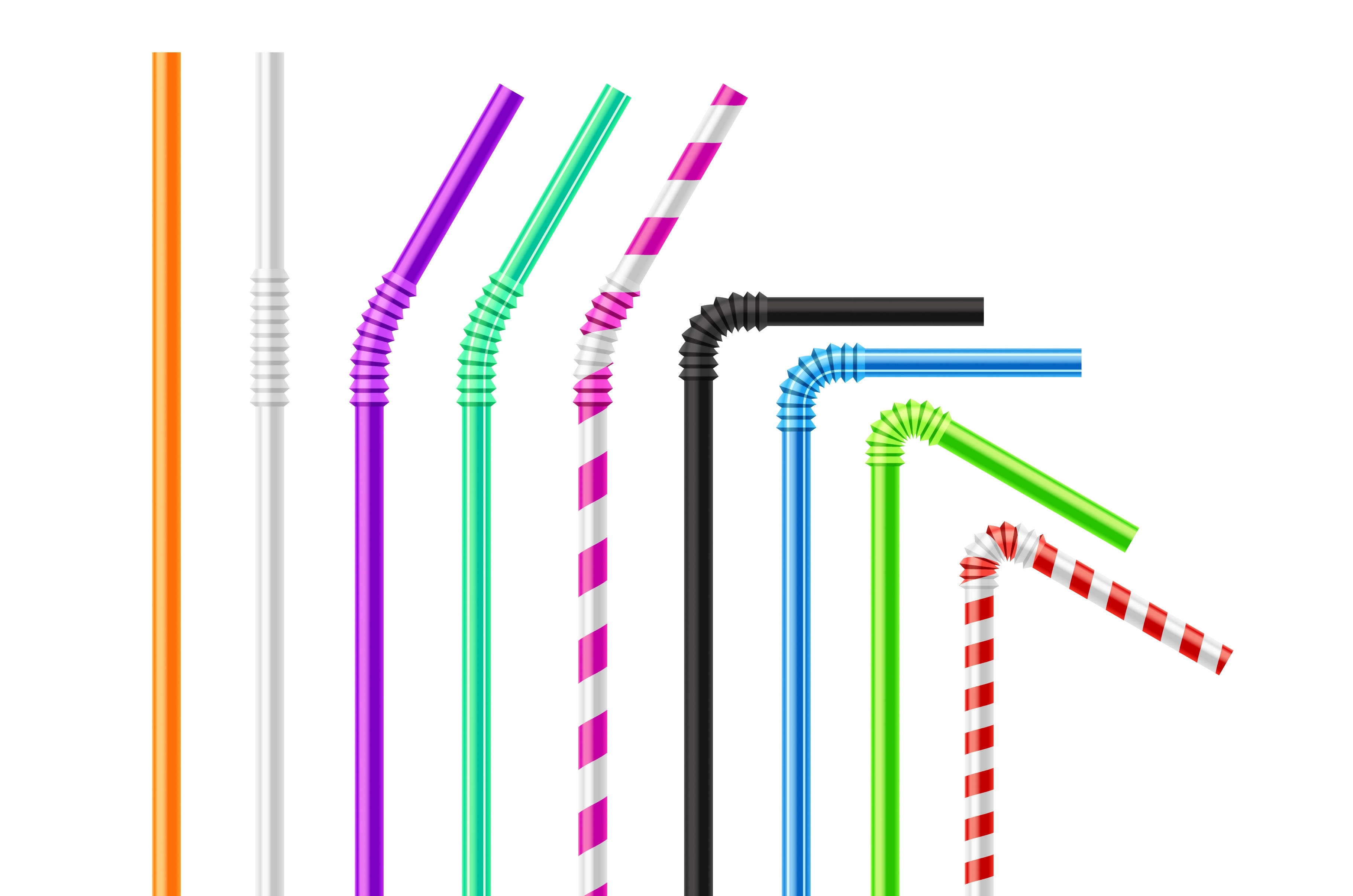 Realistic color drinking straw | Decorative Illustrations ~ Creative Market