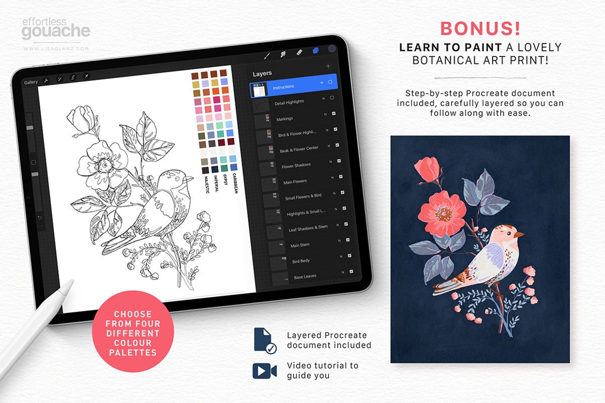 Gouache Brushes for Procreate, a Brush Add-On by Lisa Glanz