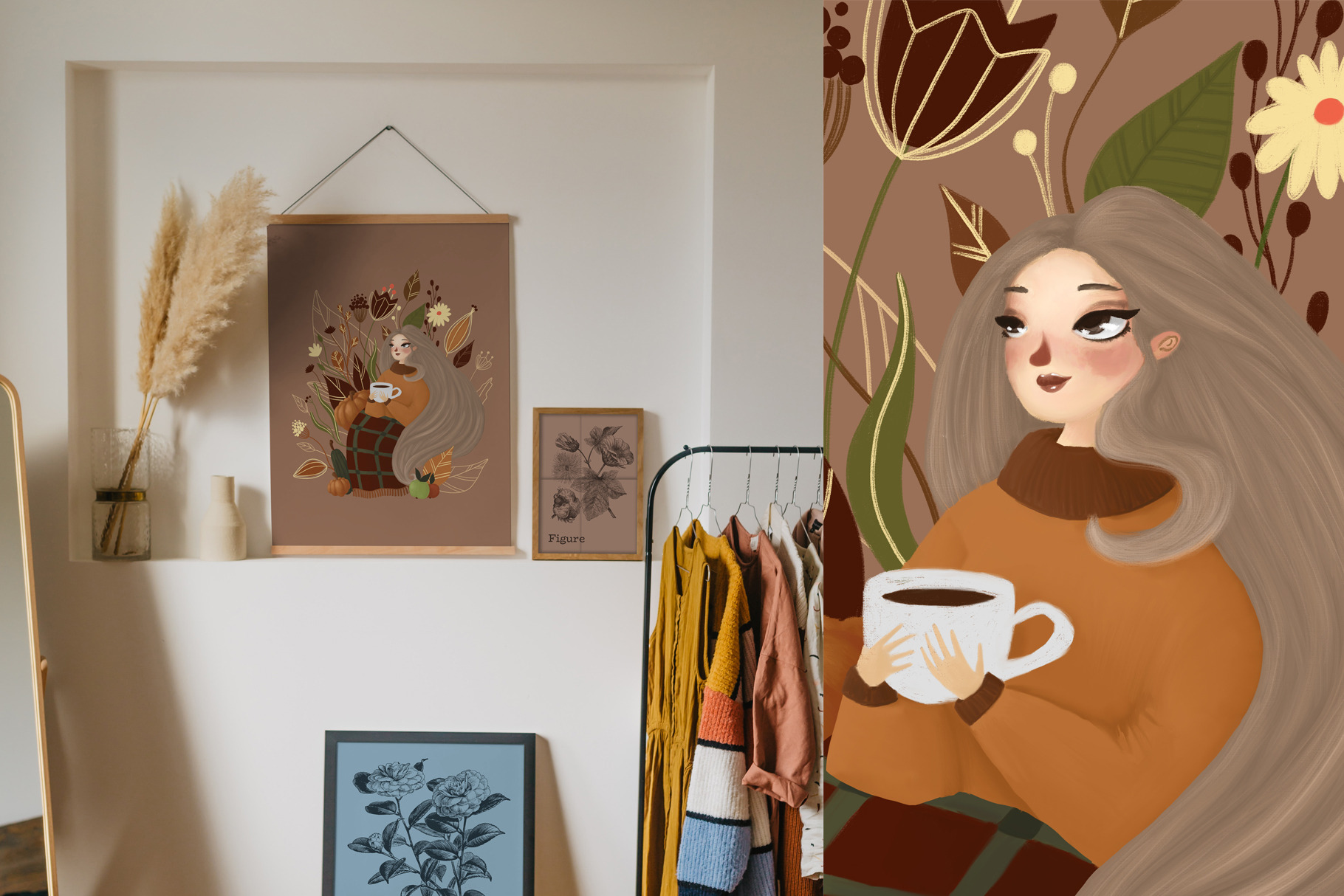 Fall Girl Autumn Leaves Poster Print, a Seasonal Illustration by Chloe ...