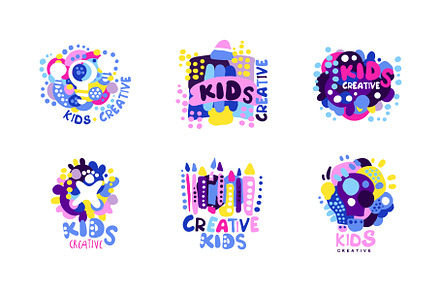 Kids Creative Logo Design Set, an Education Illustration by TopVectors