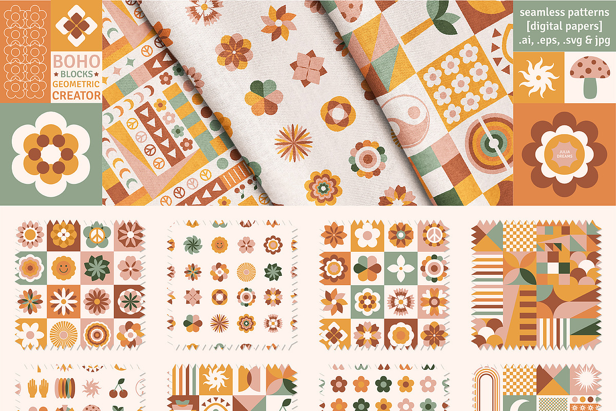 Boho Blocks Geometry Creator, an Object Graphic by Julia Dreams