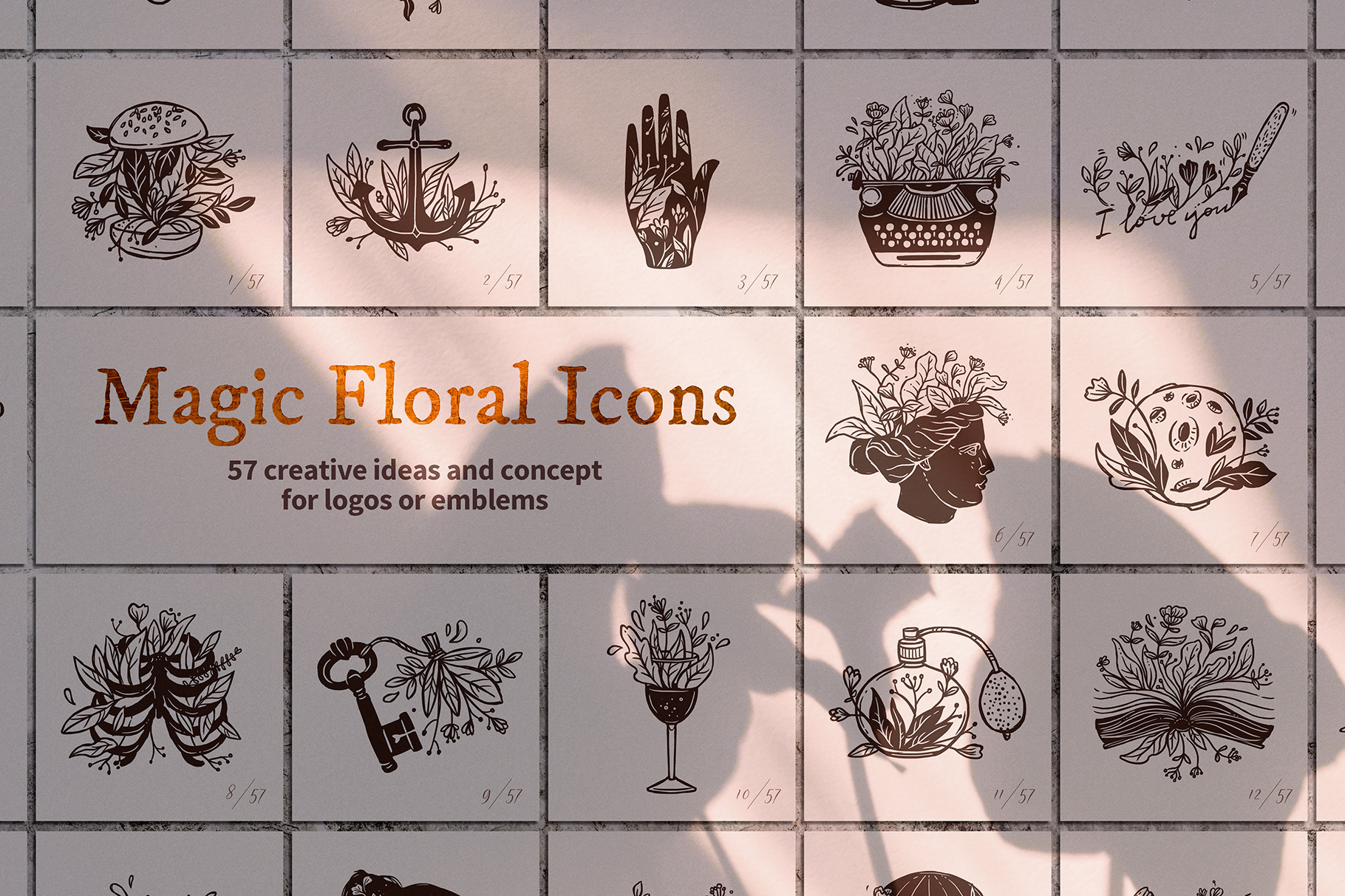 Magic Floral Icons, a Decorative Illustration by alexrockheart