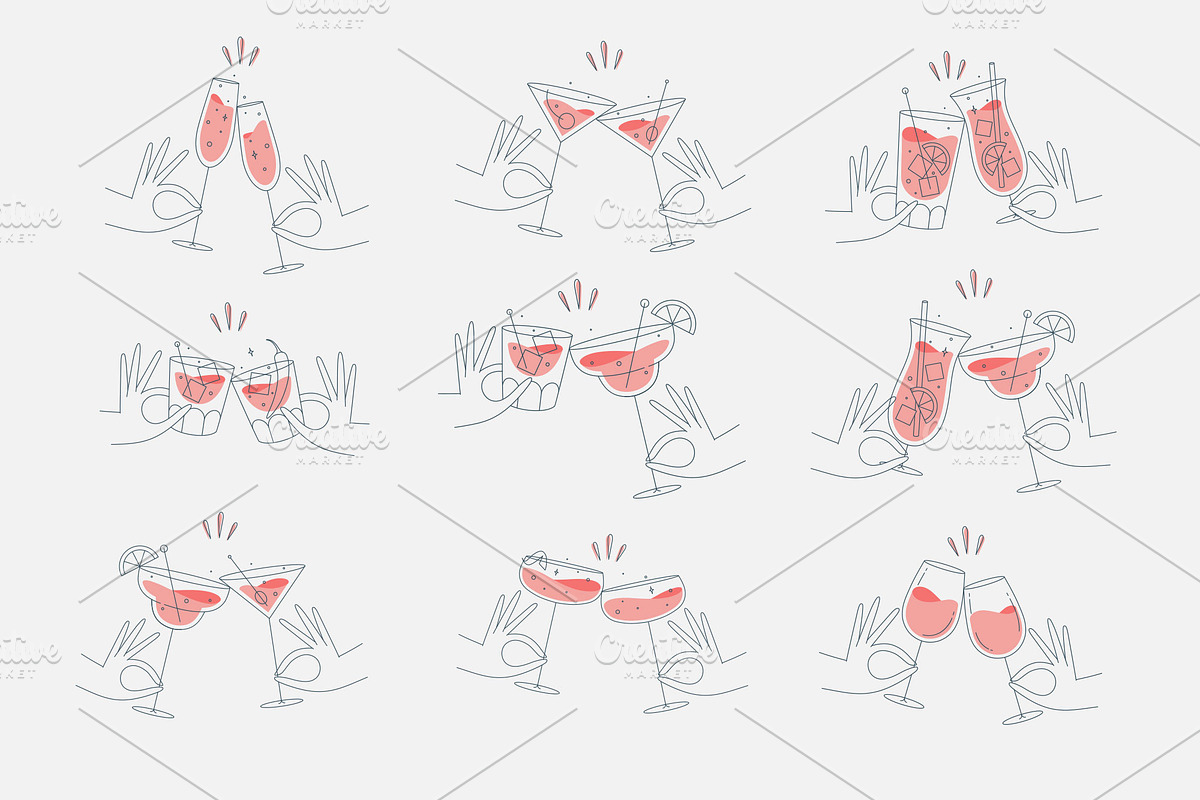 Clink Glass Collection, a Food Illustration by Anna