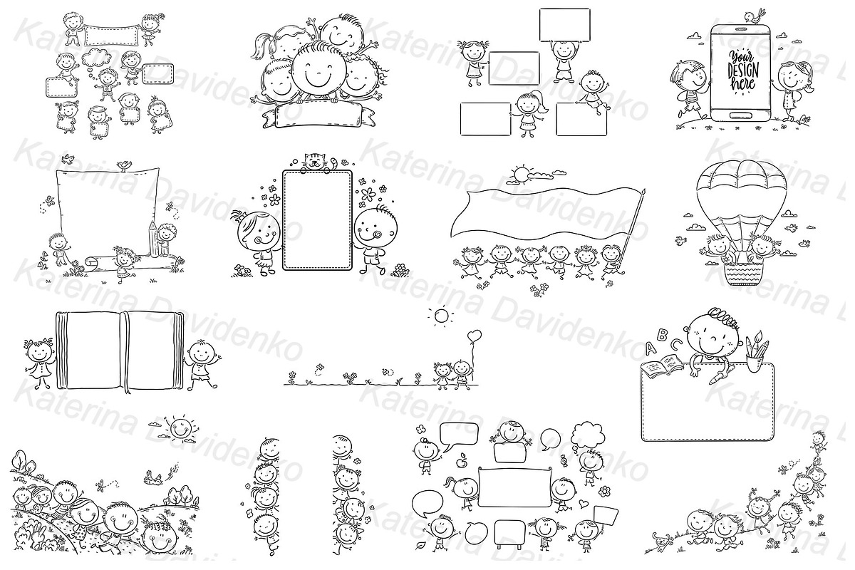 Kids copy space bundle design svg, an Illustration by Bubert Art