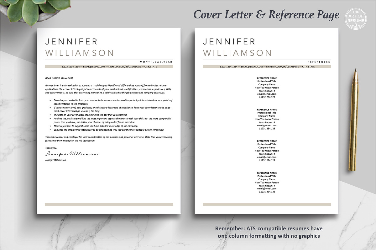 ATS Friendly Resume CV Template, a Resume Template by The Art of Resume