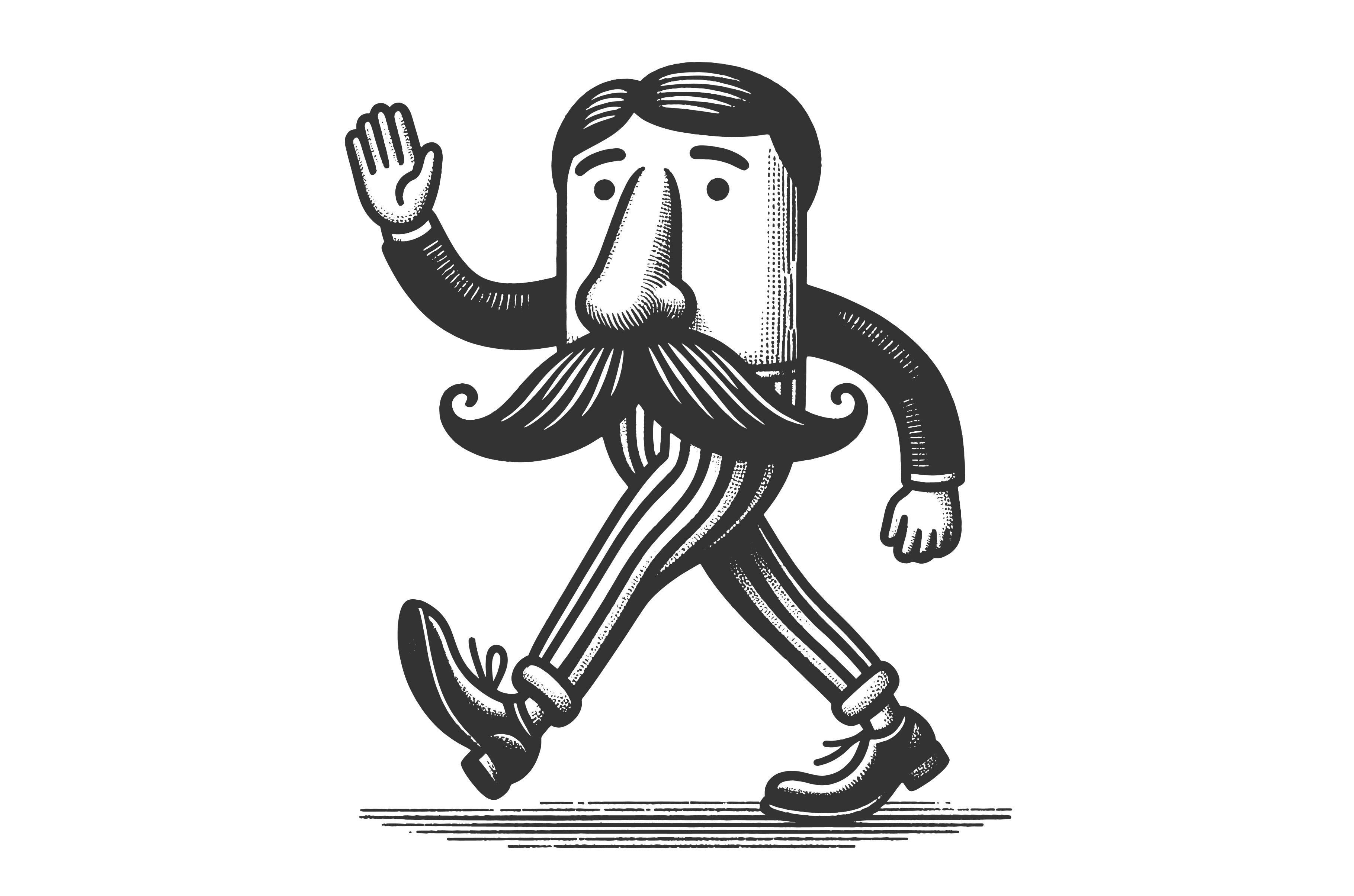 Mustached Character in Stripes, a Person Illustration by AlexArt
