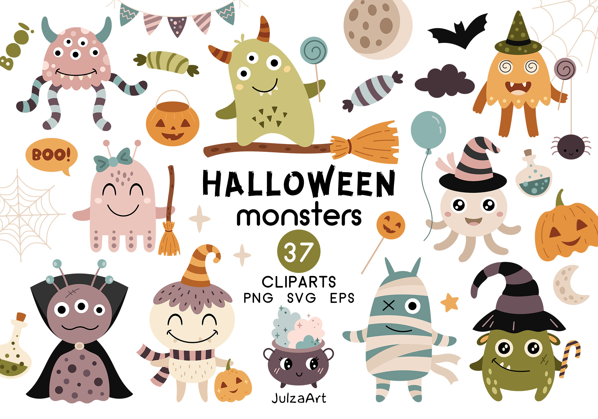 Halloween monsters clipart