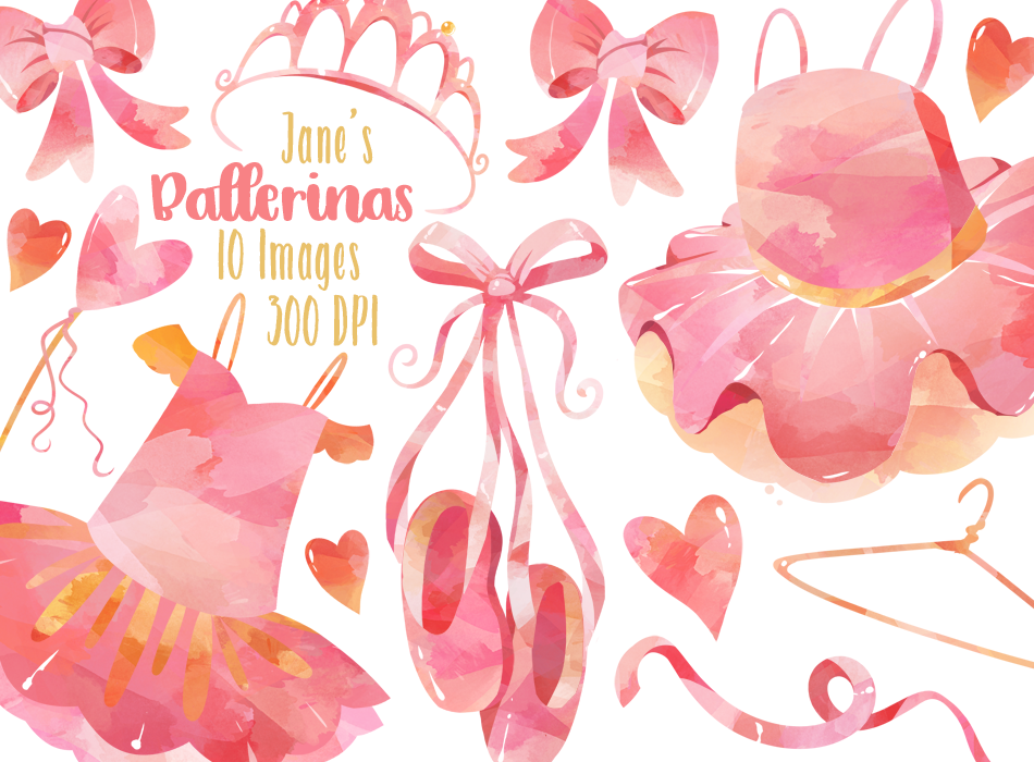 Watercolor Ballerina Clipart, an Illustration by DigitalArtsi