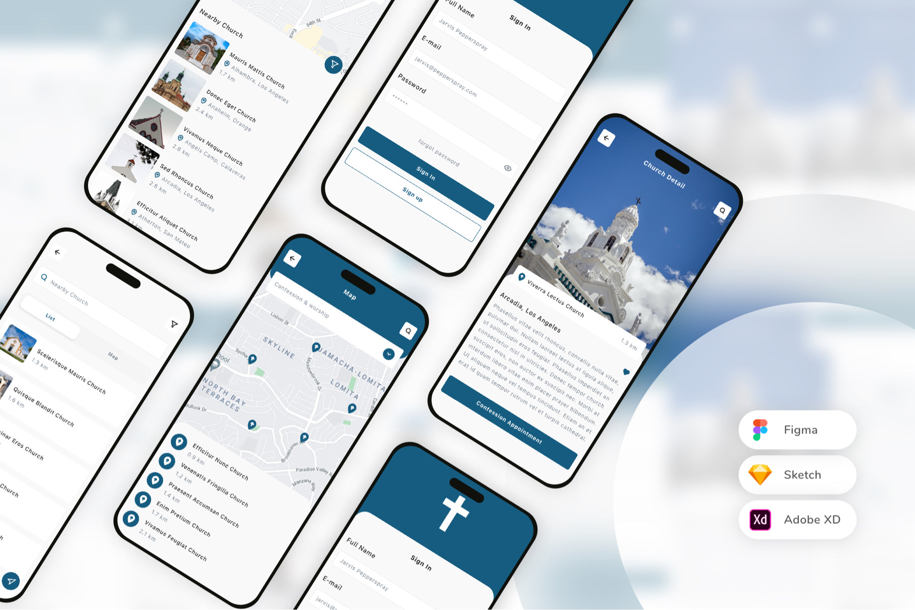 Church Finder Mobile App UI Kit, an UI Kit Template by uicube