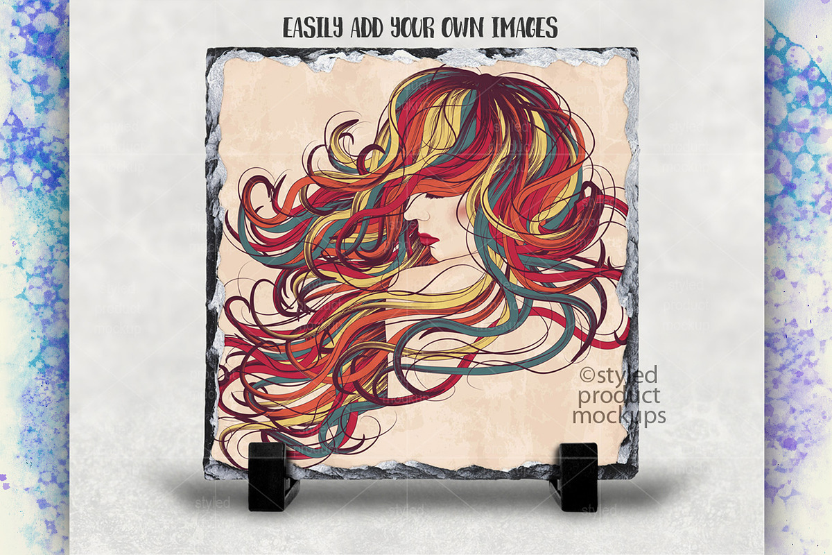 Sublimation square slate mockup, a Product Mockup by StyledProductMockups