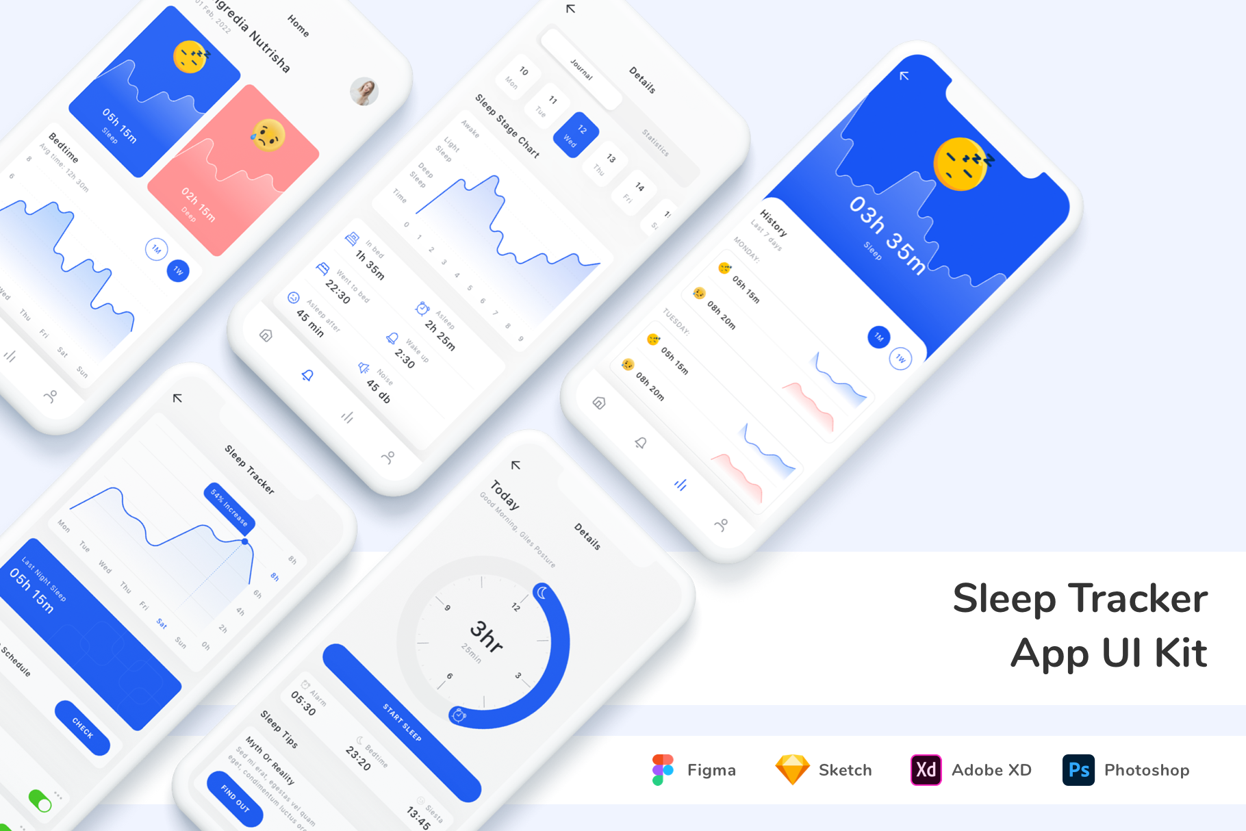 Sleep Tracker App UI Kit, an UI Kit Template by Betush | Creative Market