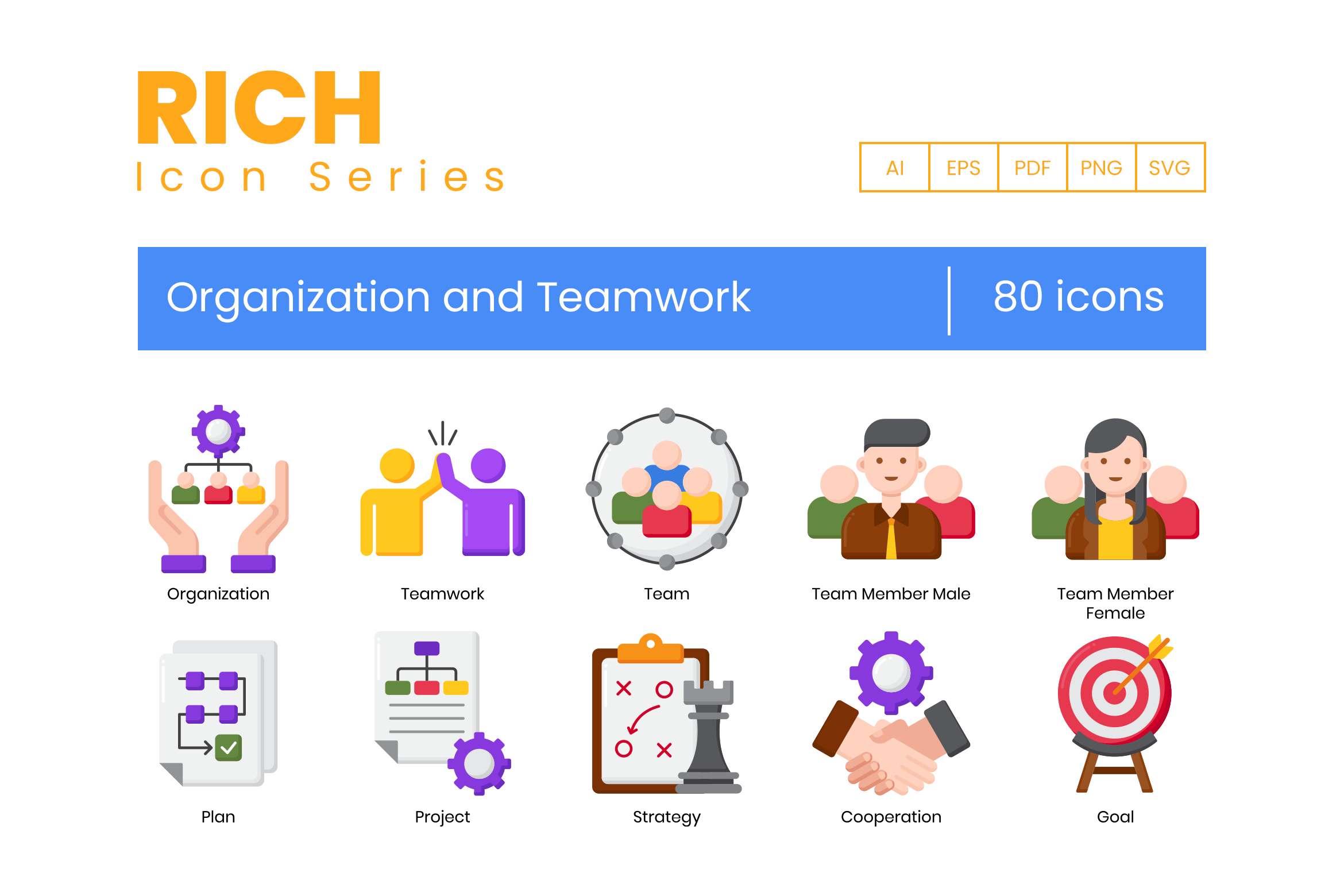 80 Organization and Teamwork Icons, an Icon by Flat Icons