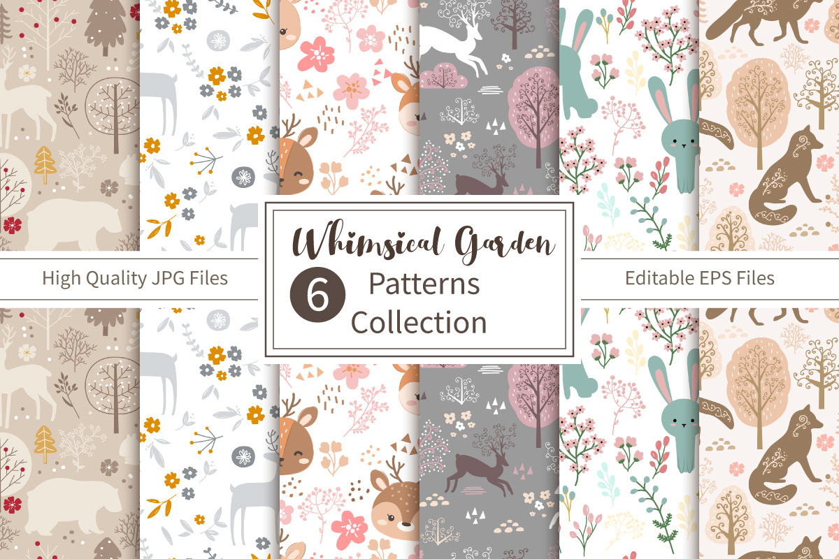 Whimsical Garden Seamless Patterns