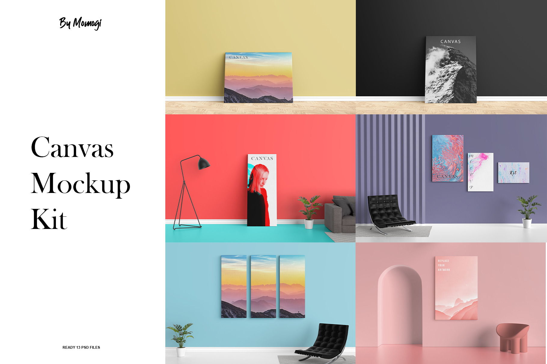 Canvas Mockup Kit, a Product Mockup by Momogi