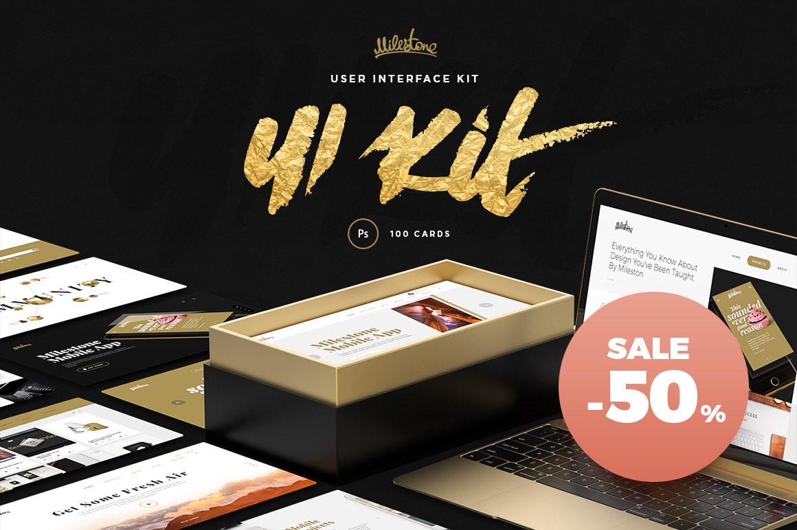 -50% Sale. Milestone UI Kit, an UI Kit Template by kavoon