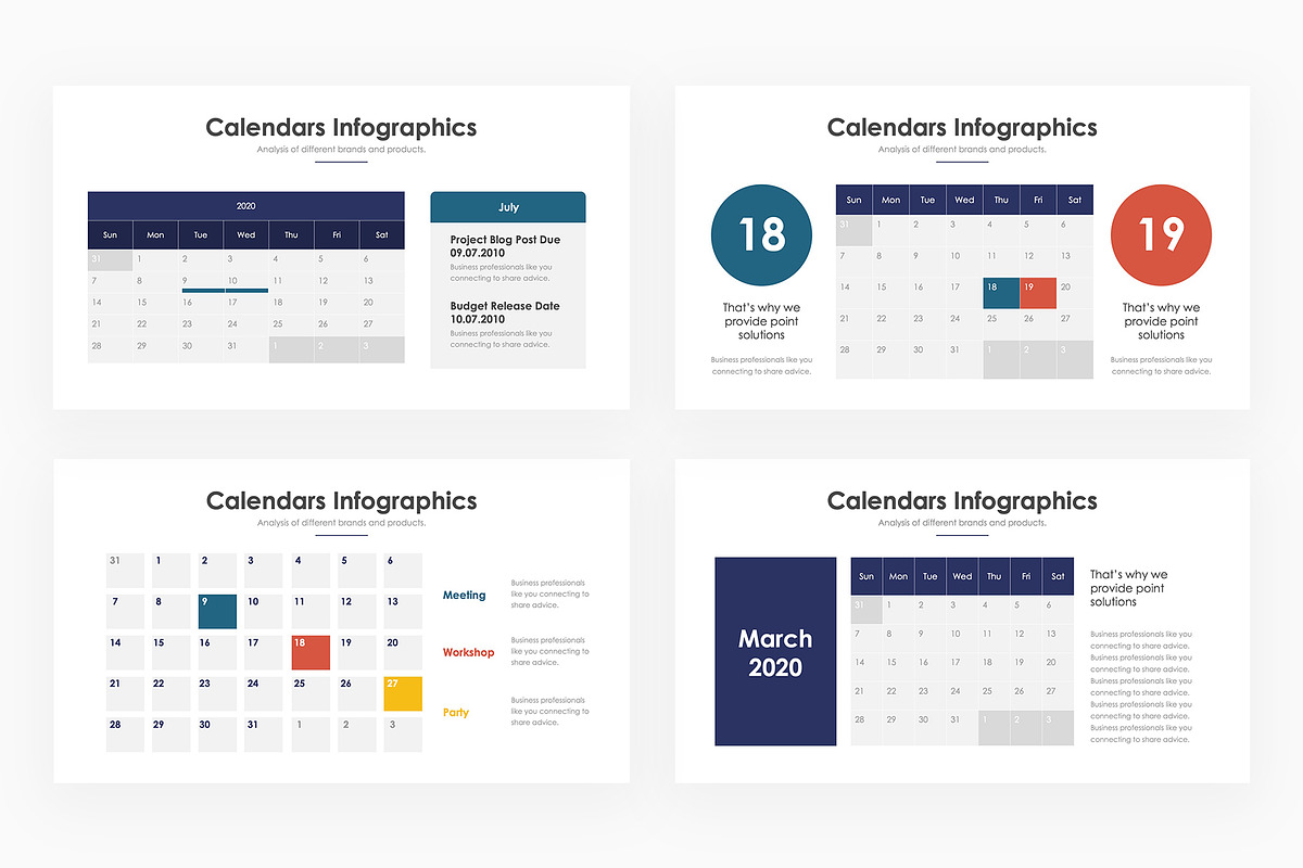 Calendar Infographics - PowerPoint, a Presentation Template by slidequest