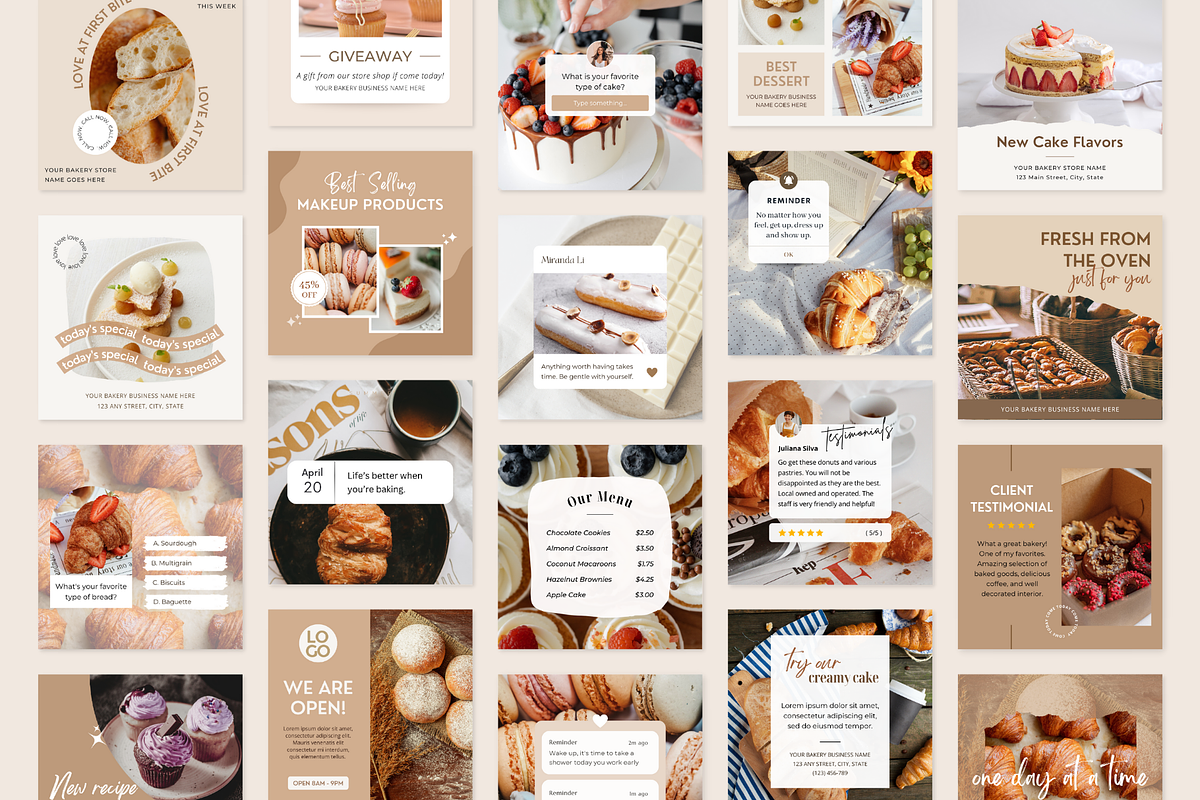 Bakery Instagram Post Templates, a Social Media Template by ShopRShop