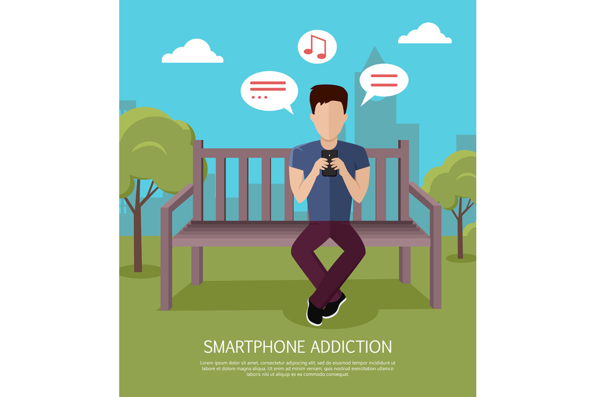 Smartphone Addiction Banner, a Person Illustration by robuart