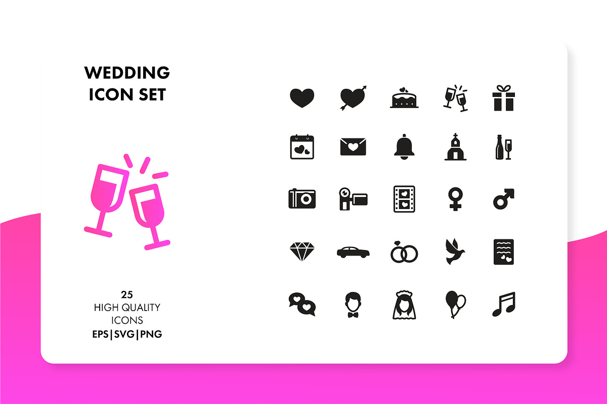 Wedding Icon Set in 2 Styles, an Icon by yellowline