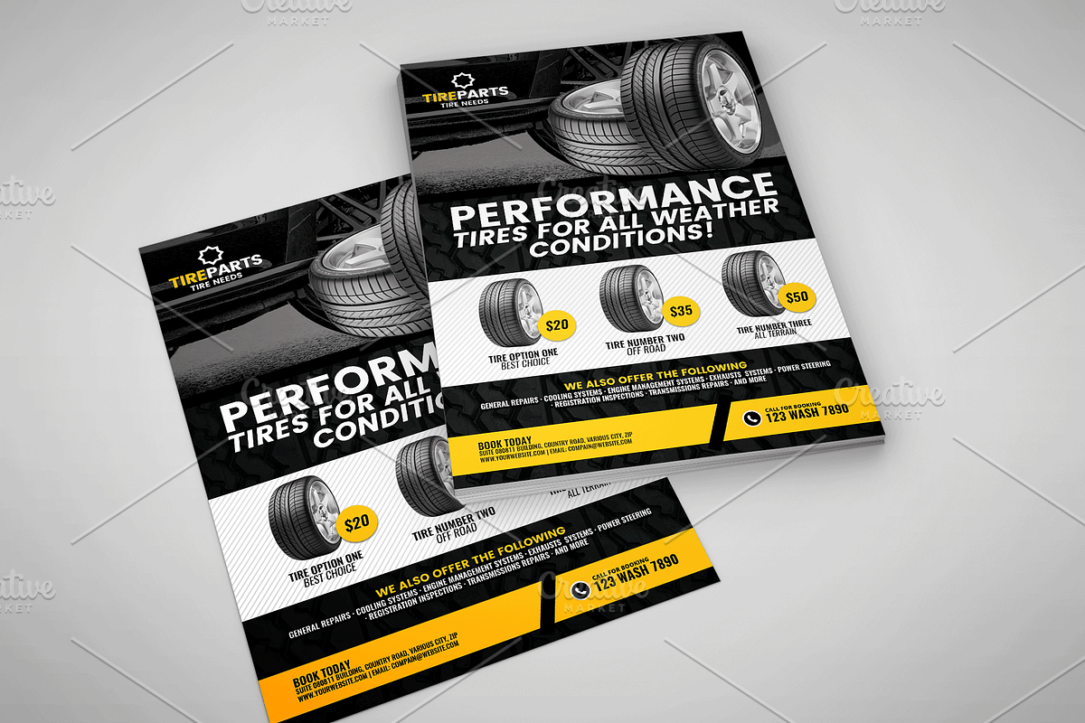 Tire Service Flyer, a Flyer Template by PSDPixel
