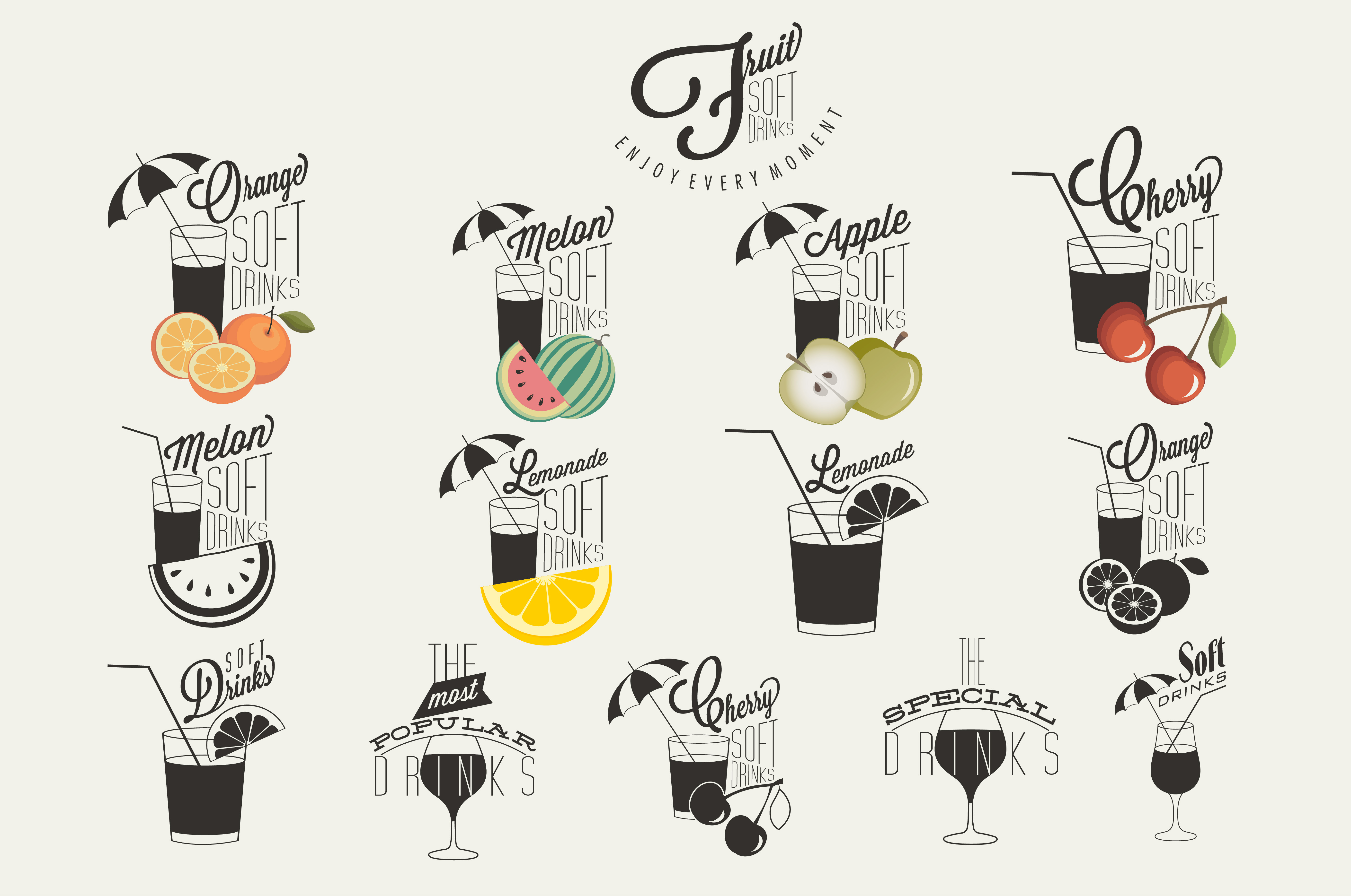 Symbols for Fruit Drinks, an Icon by Vector Maker