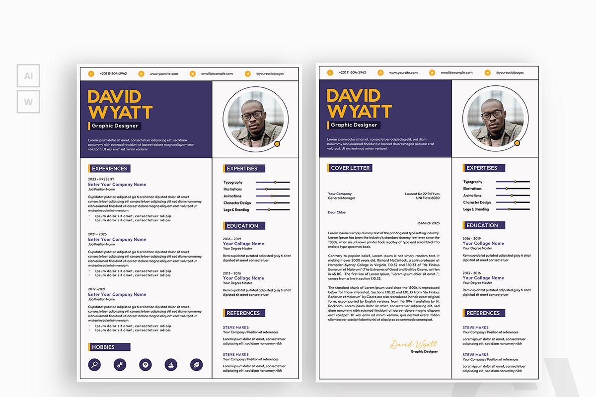 Line Shape Style Resume CV, a Resume Template by iDoodle Studio