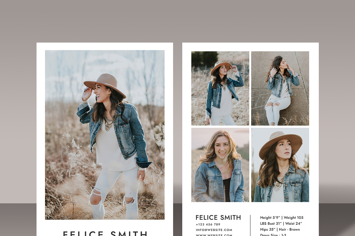 Modeling Comp Card Template MC002, a Card Template by Draca Design Co