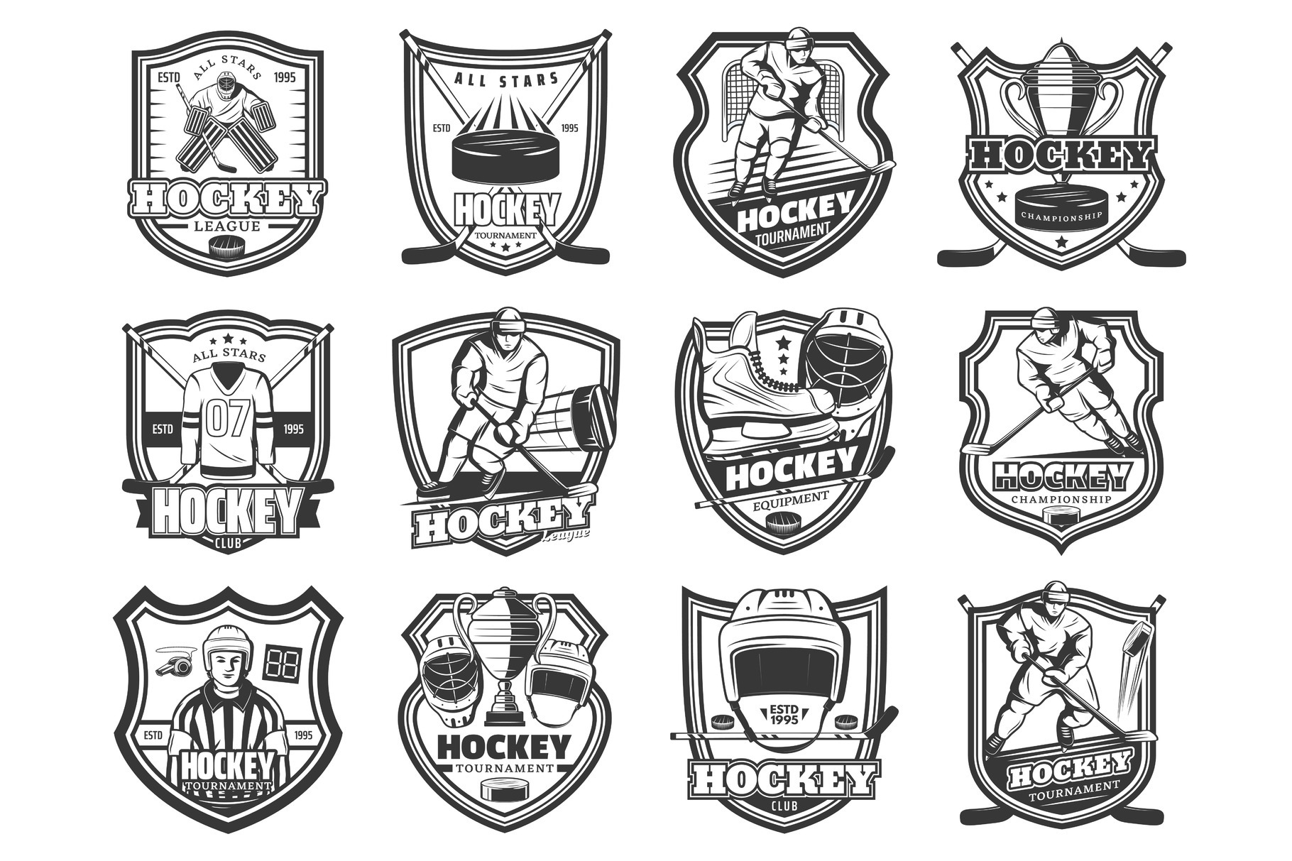Ice hockey sport icons, an Illustration by Vector Tradition