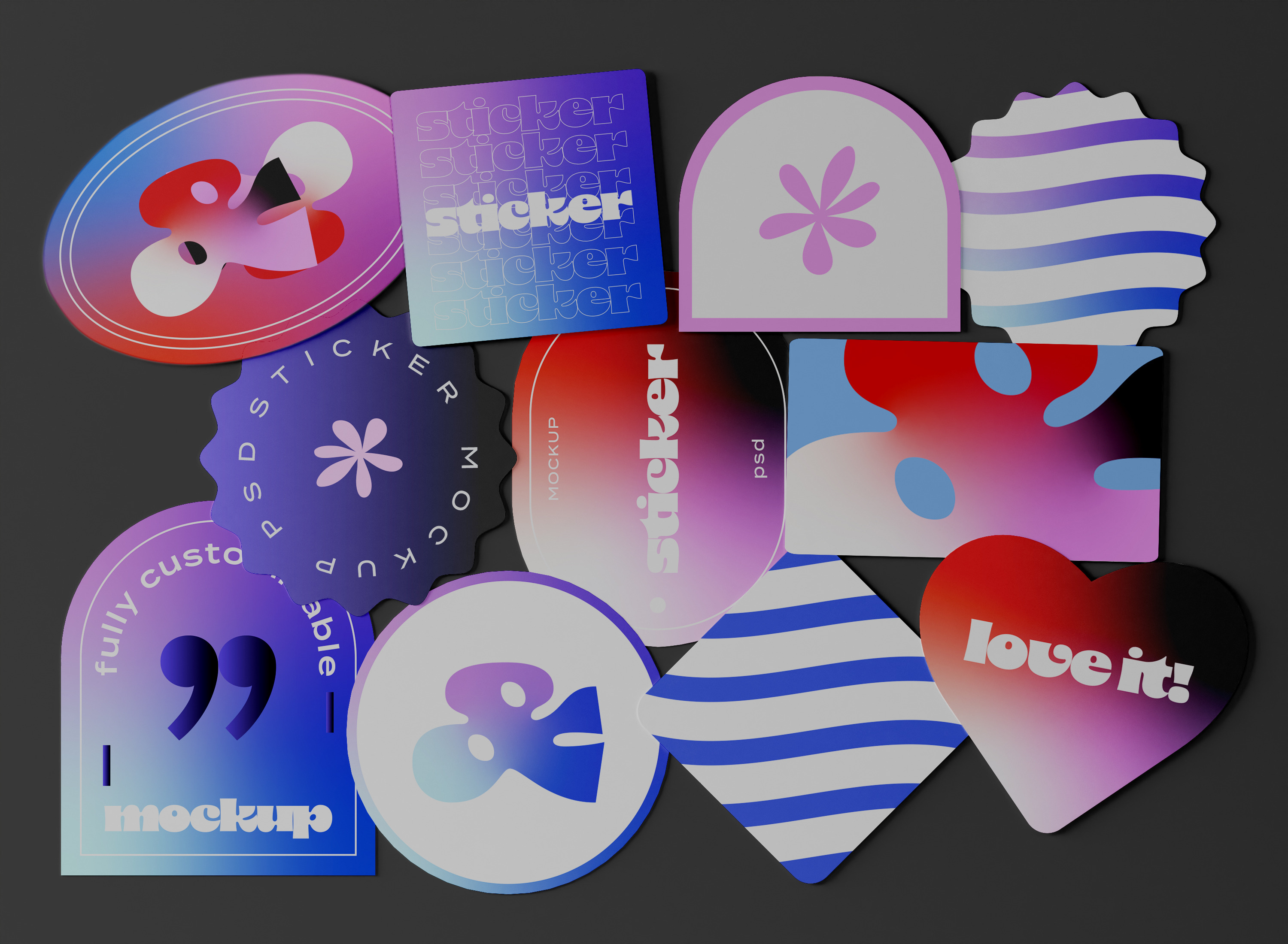Custom Shape Sticker Mockup, a Merchandise Mockup by Mego-studio