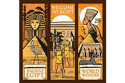 Ancient Egypt banners, pyramids, an Illustration by Vector Tradition