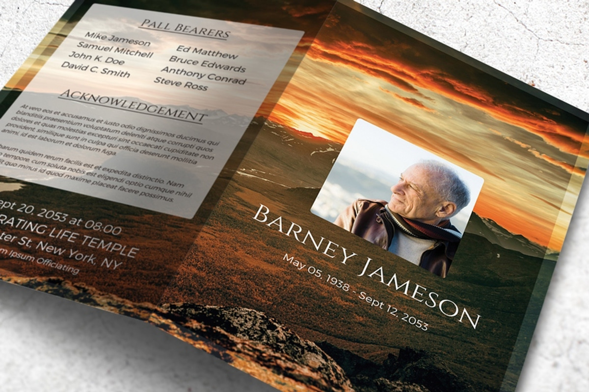 Last Sunset Funeral Program, a Brochure Template by Final Tribute