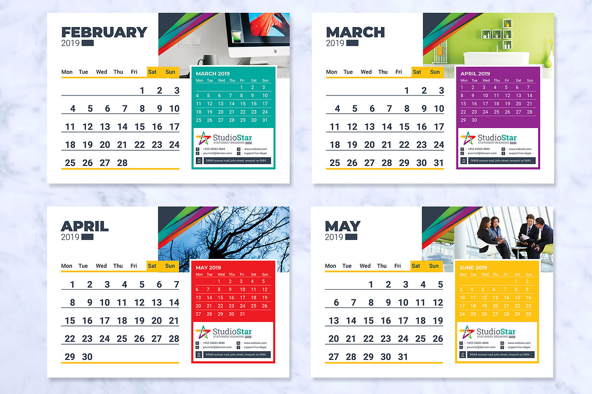 2019 Desk / Table Calendar / Planner, a Stationery Template by ...
