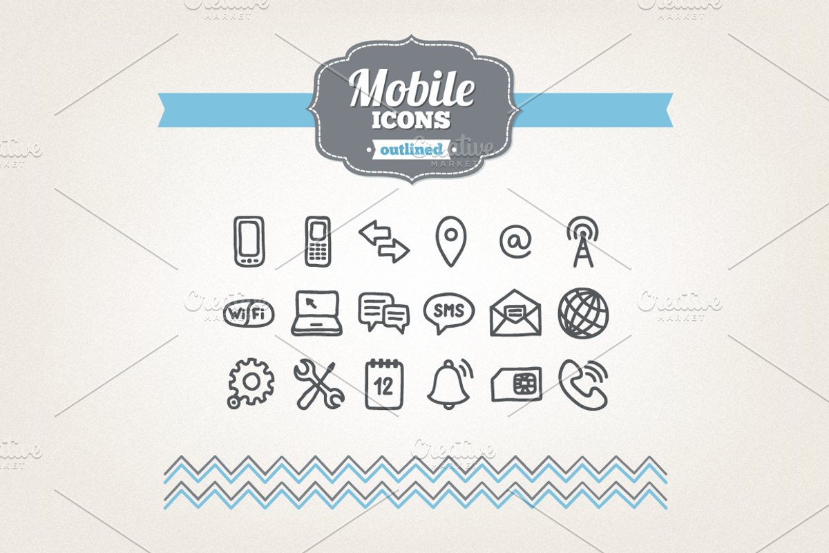 Hand drawn mobile icons, an Icon by miumiu